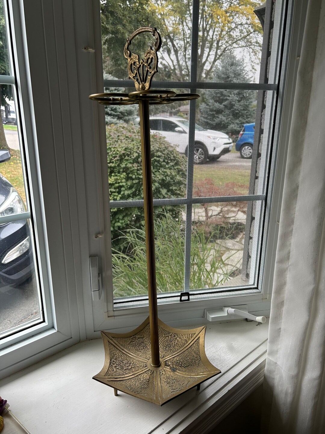 Vintage Brass Umbrella Stand With Dragon Handles, Parasol Footed Stand ...