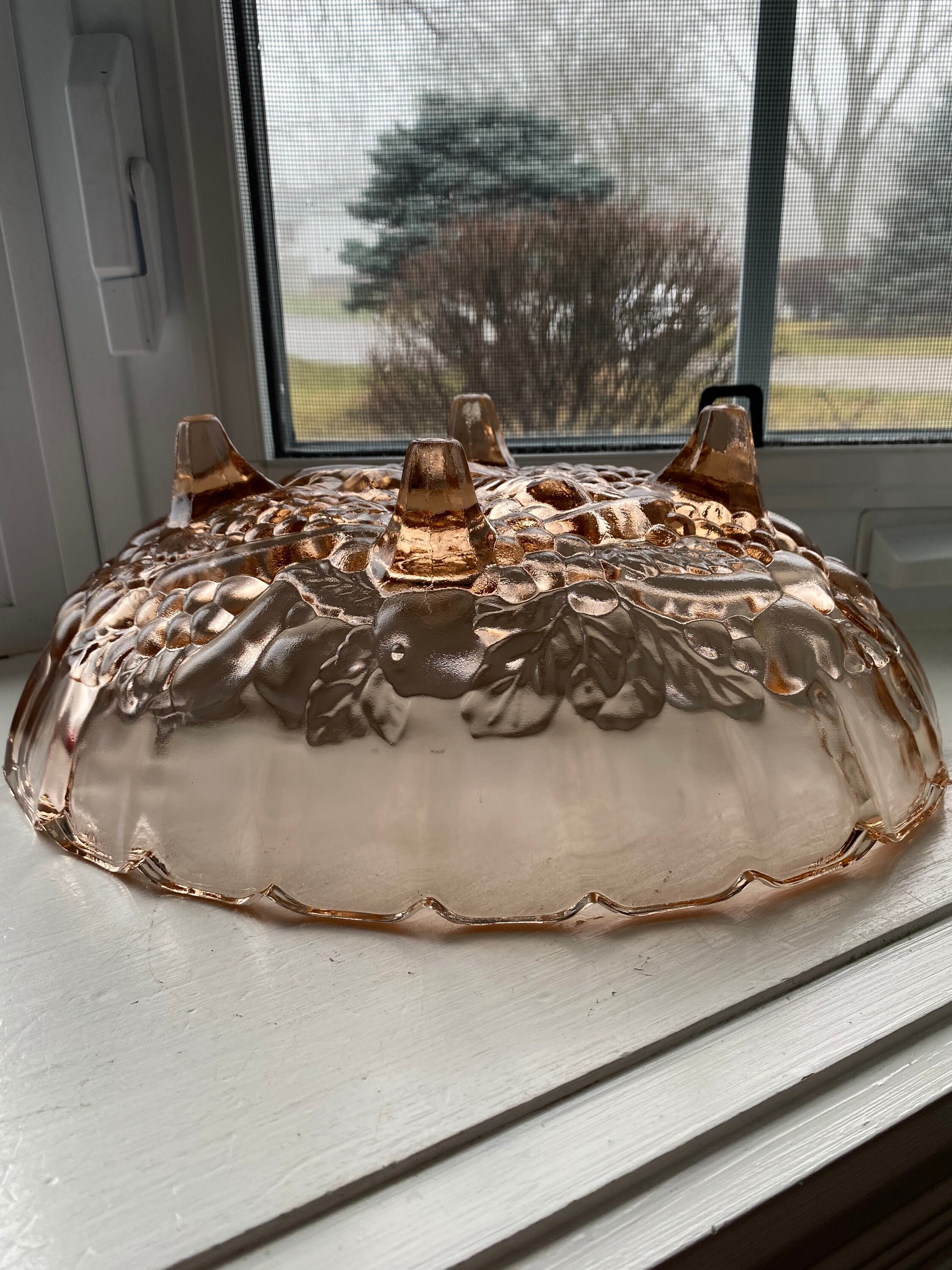 Vintage Pink Glass Footed Fruit Bowl Indiana Glass Company - Etsy