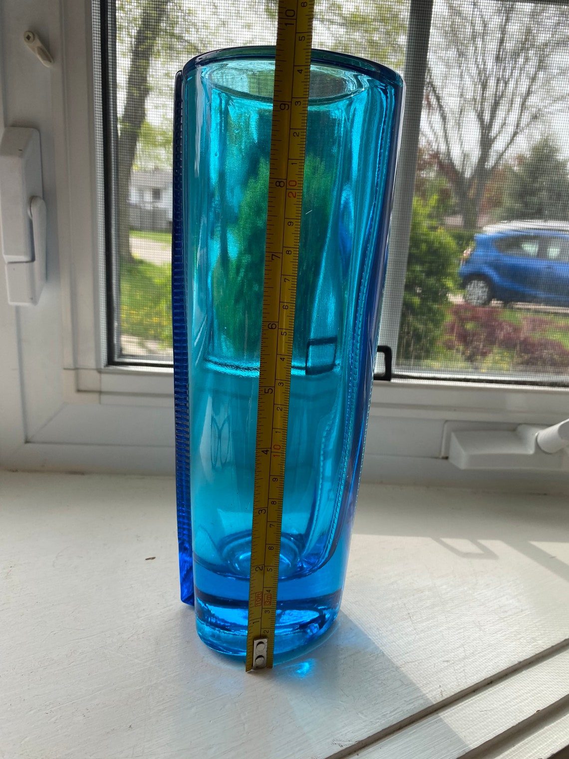 MCM Blue Glass Vase, Art Deco Blue Glass Vase, Blue Glass - Etsy