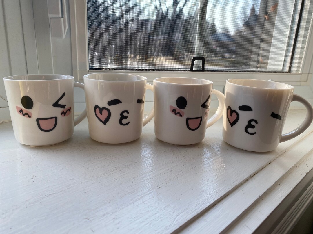 4 Mugs With Winking Face and Kissing Smoochie Face - Etsy