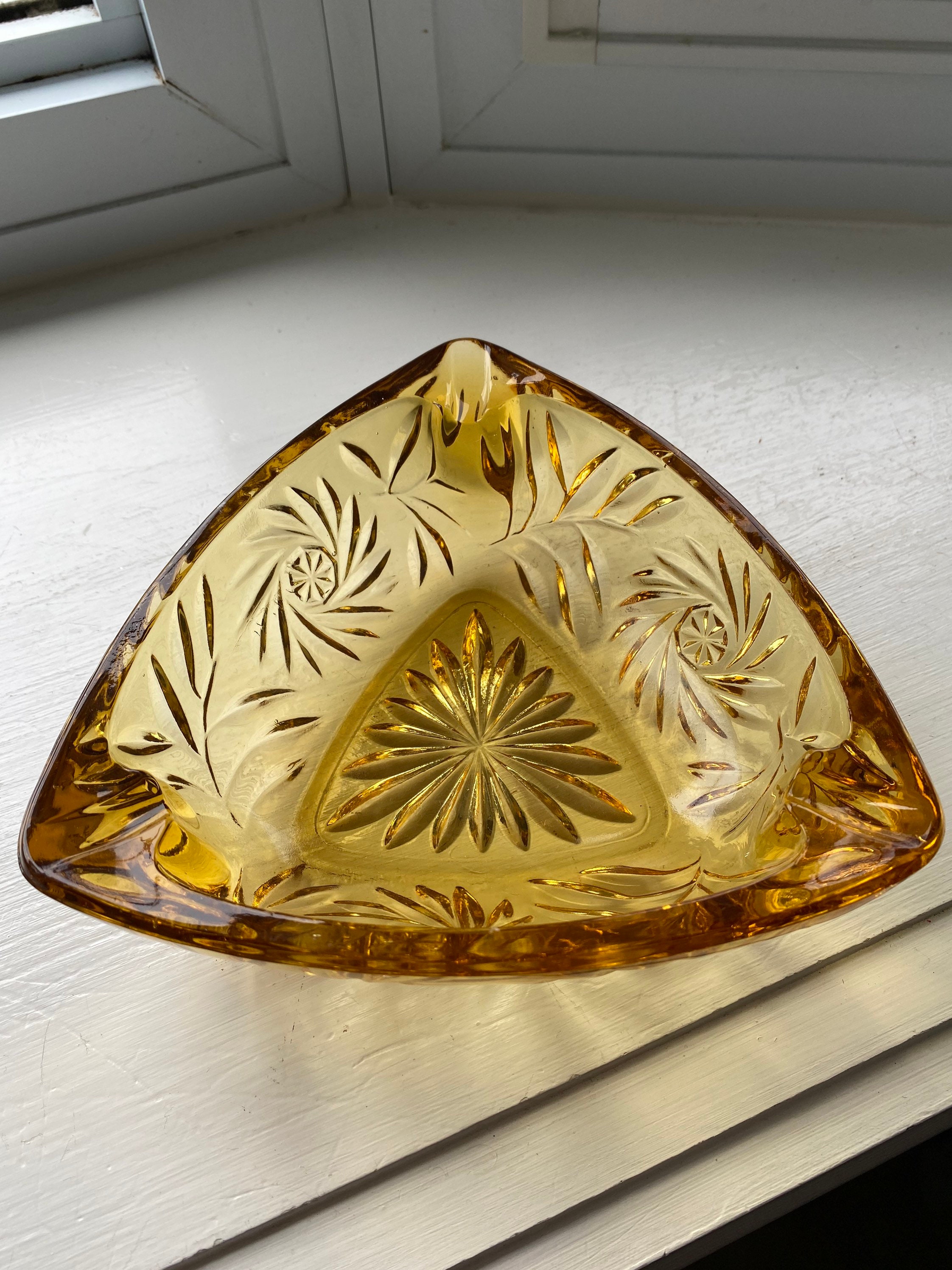 Mid Century Hazel Atlas Amber Glass Triangle Shaped Ashtray - Etsy
