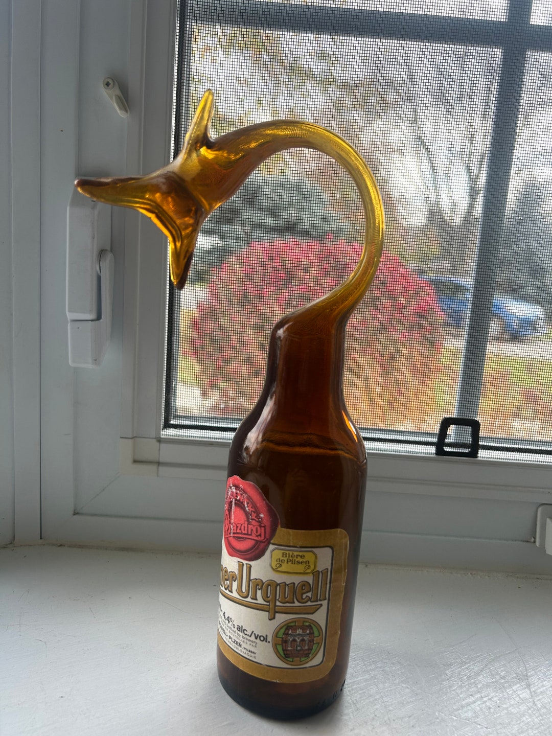 Vintage Dragon Beer Bottle Art Glass, Art Glass Beer Bottle ...