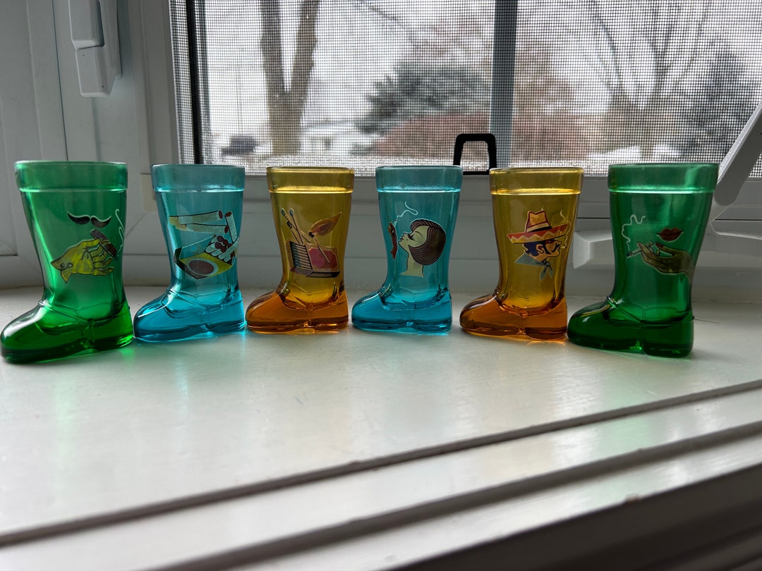 Vintage Mod Dep Boot Shot Glasses, Italian Boot, MCM Smoking Theme ...