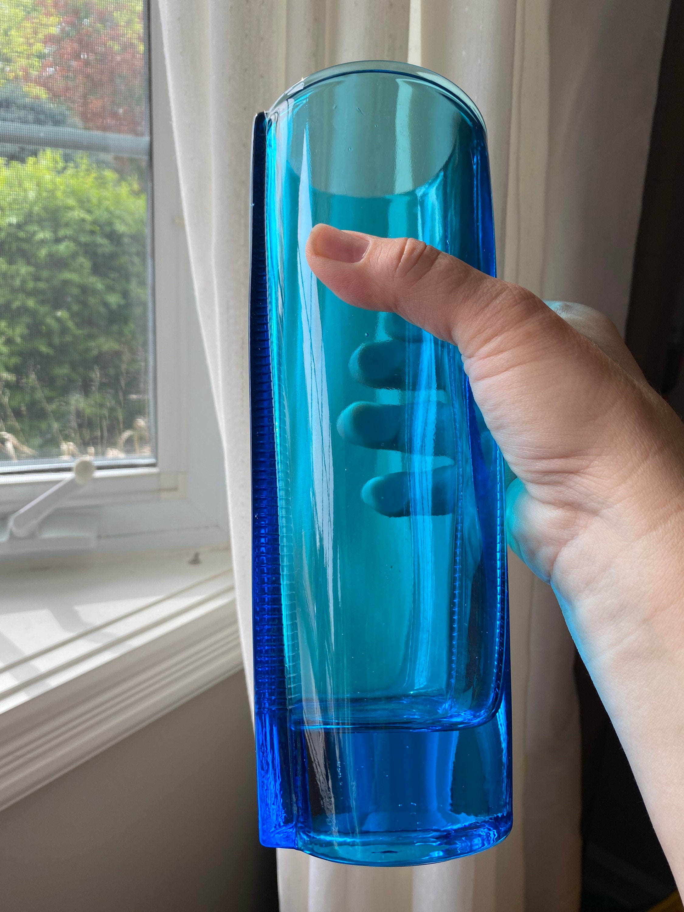 MCM Blue Glass Vase, Art Deco Blue Glass Vase, Blue Glass - Etsy
