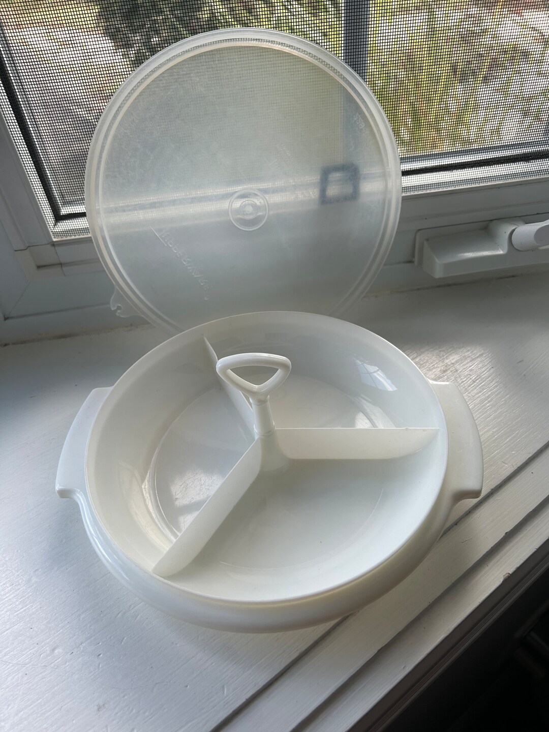 Vintage Tupperware Relish Dish Tray, Round Suzette Party Serving Tray ...