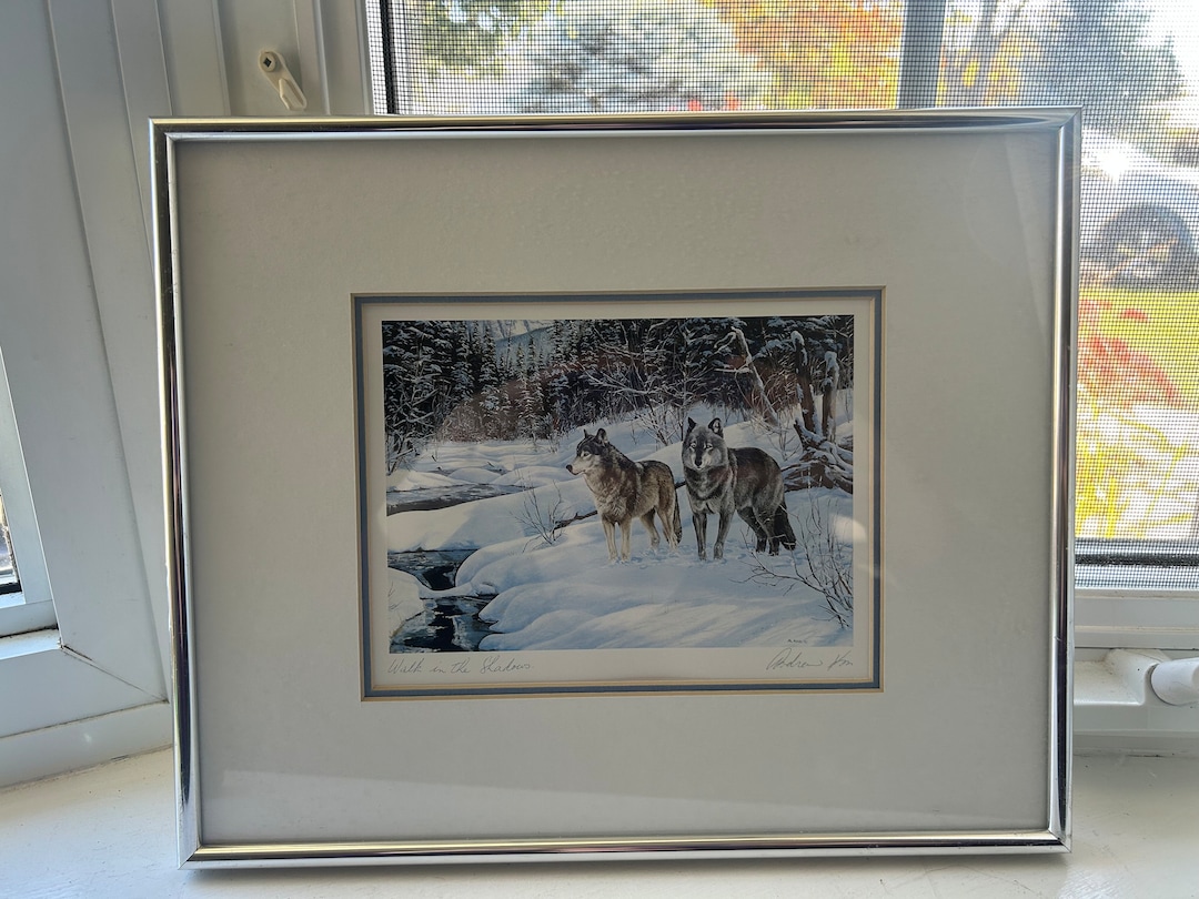 Andrew Kiss Framed Art Print “walk in the Shadows” Grey Wolves, Framed ...