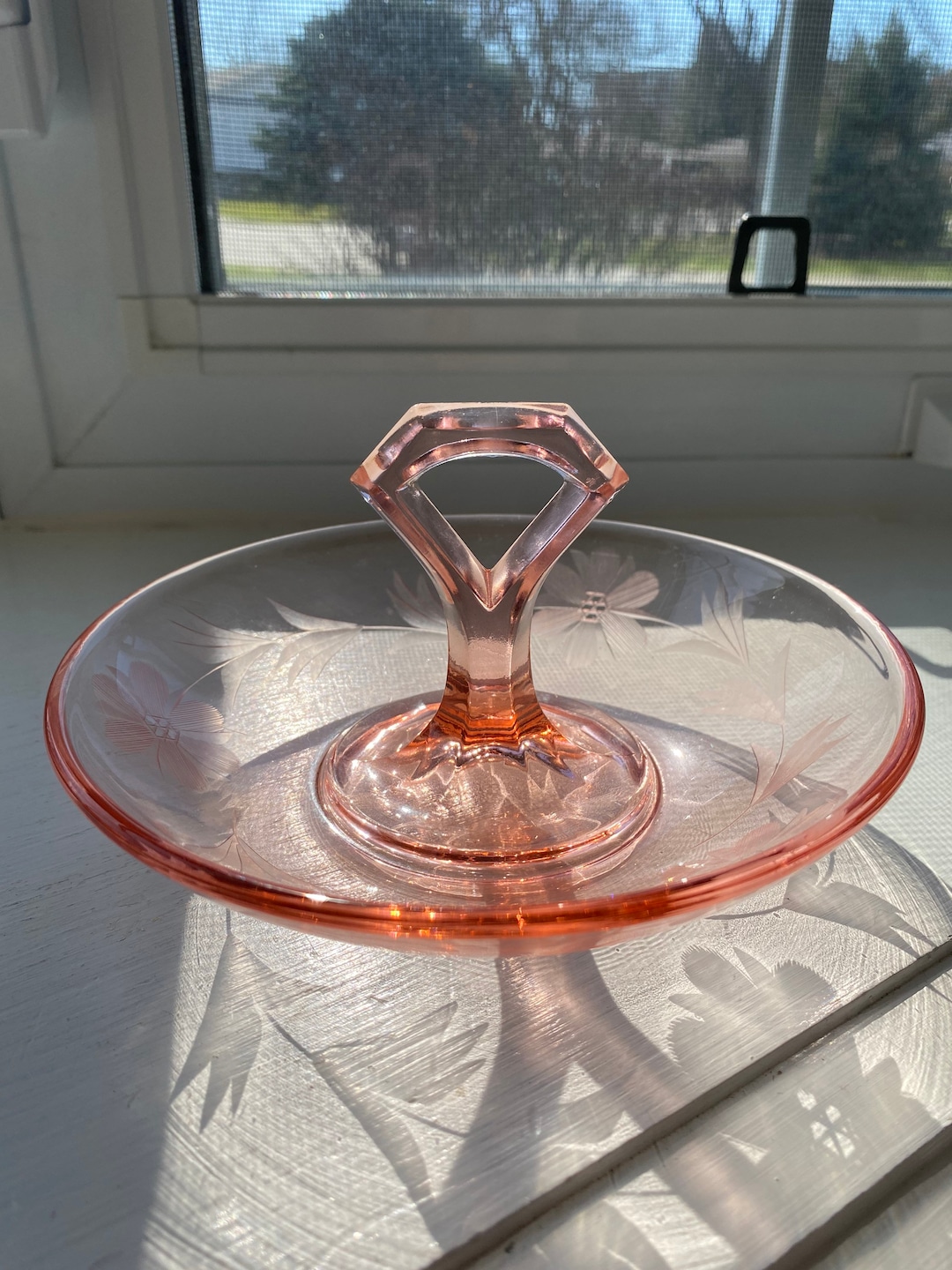 Vintage Hughes Cornflower Pink Candy Dish Bowl With Handle // Jewellery ...