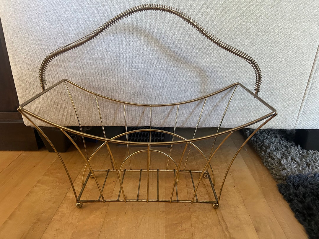 Vintage Goldtone MCM Metal Magazine Rack Spiral Handle - Etsy