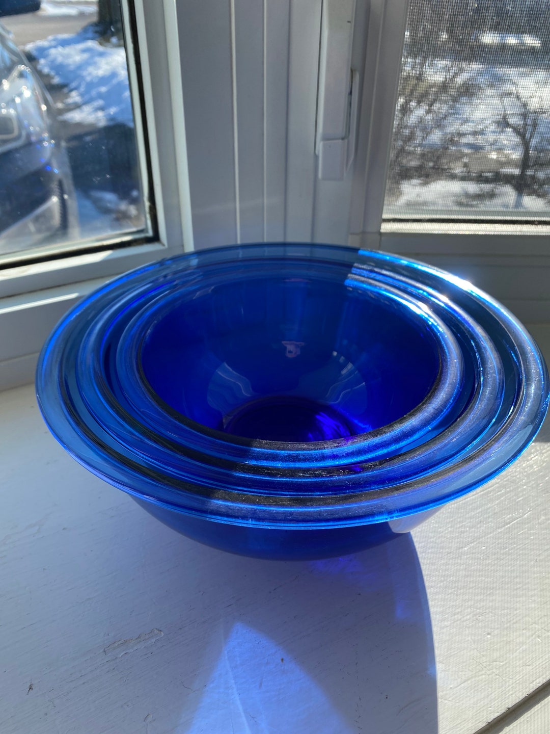 Pyrex Cobalt Bowl Set/ Pyrex Blue Bowls/ Pyrex Clear Blue Bowls/ Pyrex ...