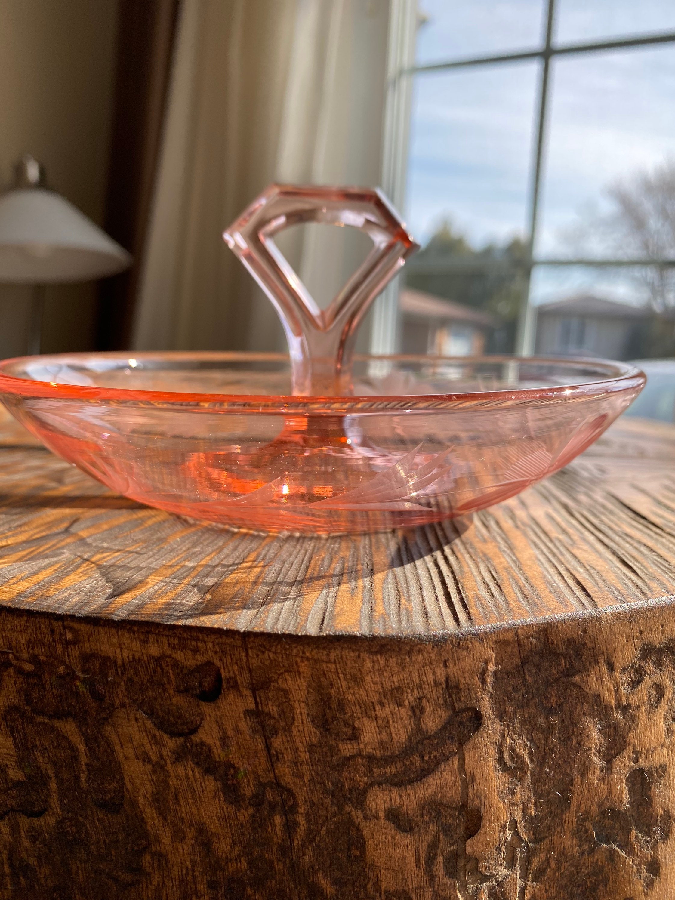 Vintage Hughes Cornflower Pink Candy Dish Bowl With Handle // Jewellery ...