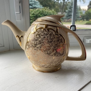 Antique Art Deco Arthur Wood Teapot, Made in England, Gold Trim and ...