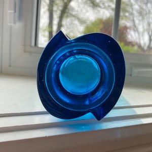 MCM Blue Glass Vase, Art Deco Blue Glass Vase, Blue Glass - Etsy