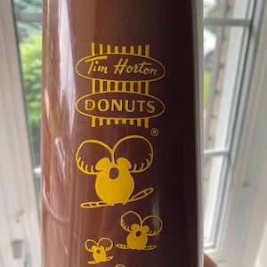 Vintage Brown Plastic Tim Horton Thermos With Timbits, Canadian Thermos ...