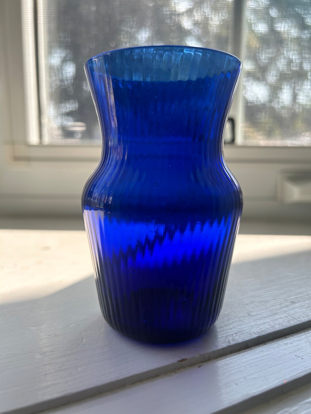 Vintage Arte Murano Cobalt Blue Coloured Vase, Glass Vase With Swirl - Etsy