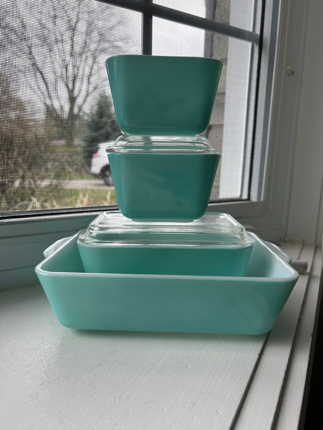 Pyrex Turquoise Fridgie Set, Refrigerator Storage, Vintage Pyrex ...