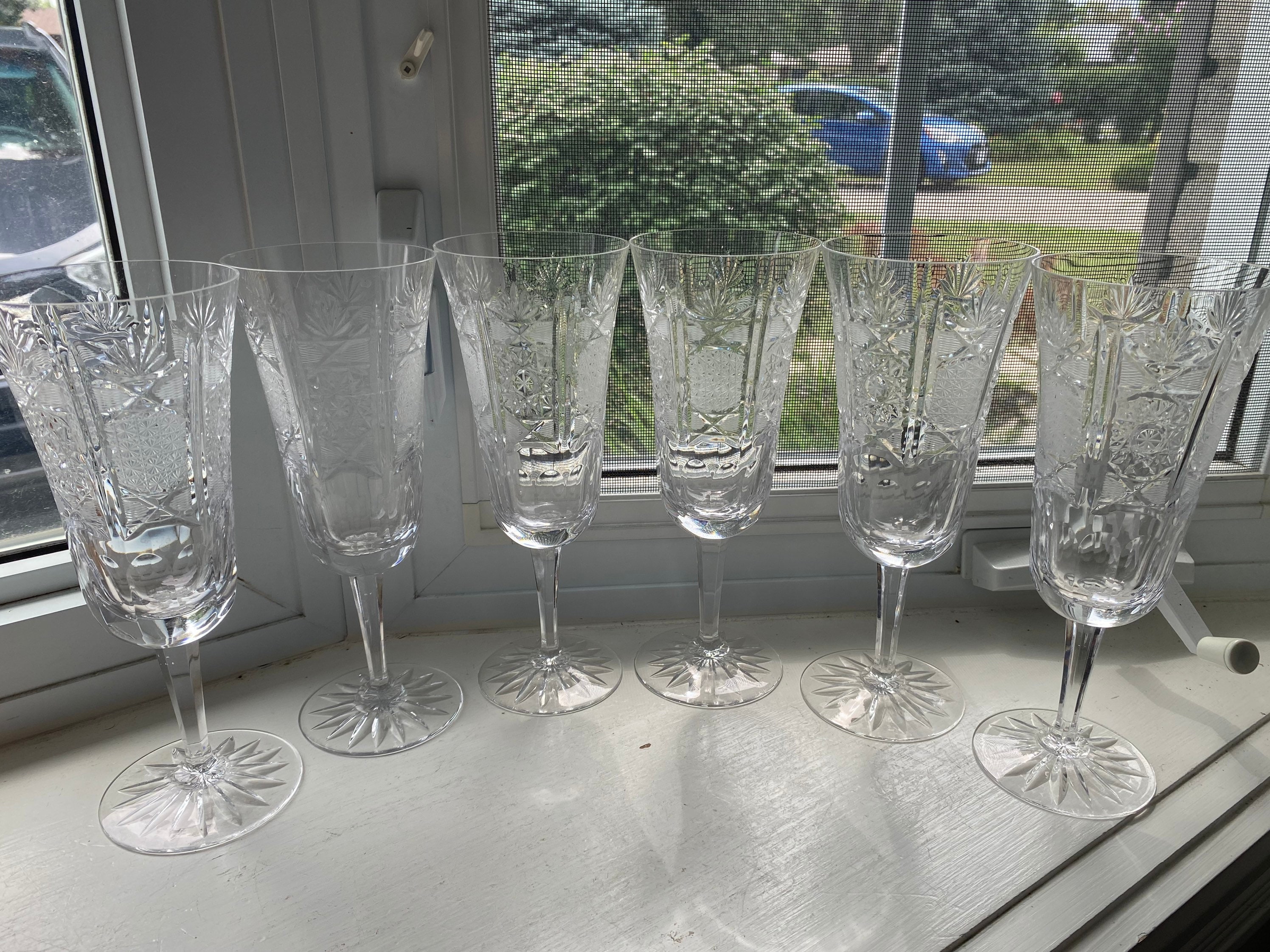 Vintage Bohemian Cut Crystal Tall Wine Glasses Set of 6 - Etsy