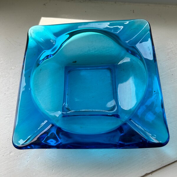 Vintage Blue Ashtray - Etsy
