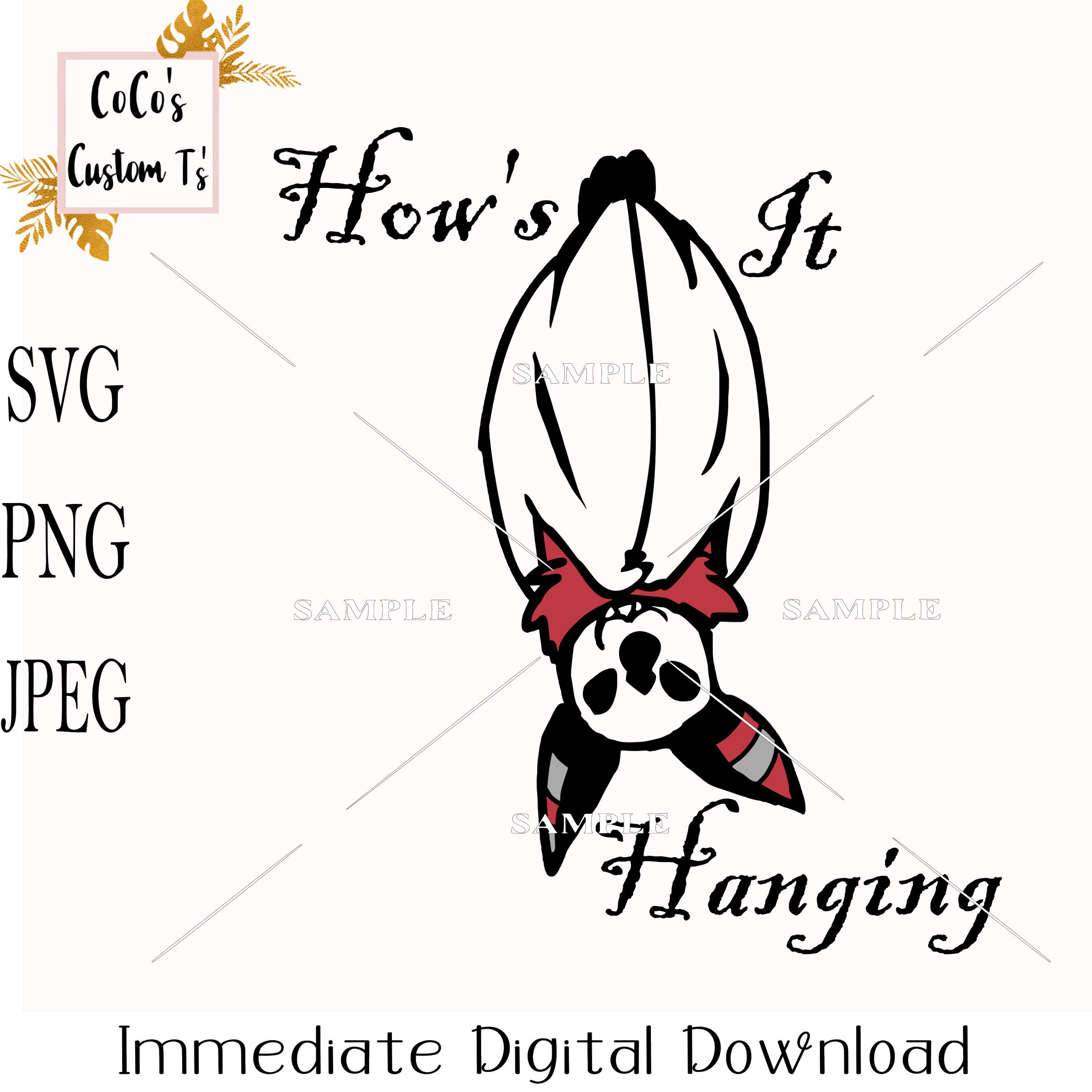 How's It Hanging Bat Svg/jpeg/png Digital File - Etsy