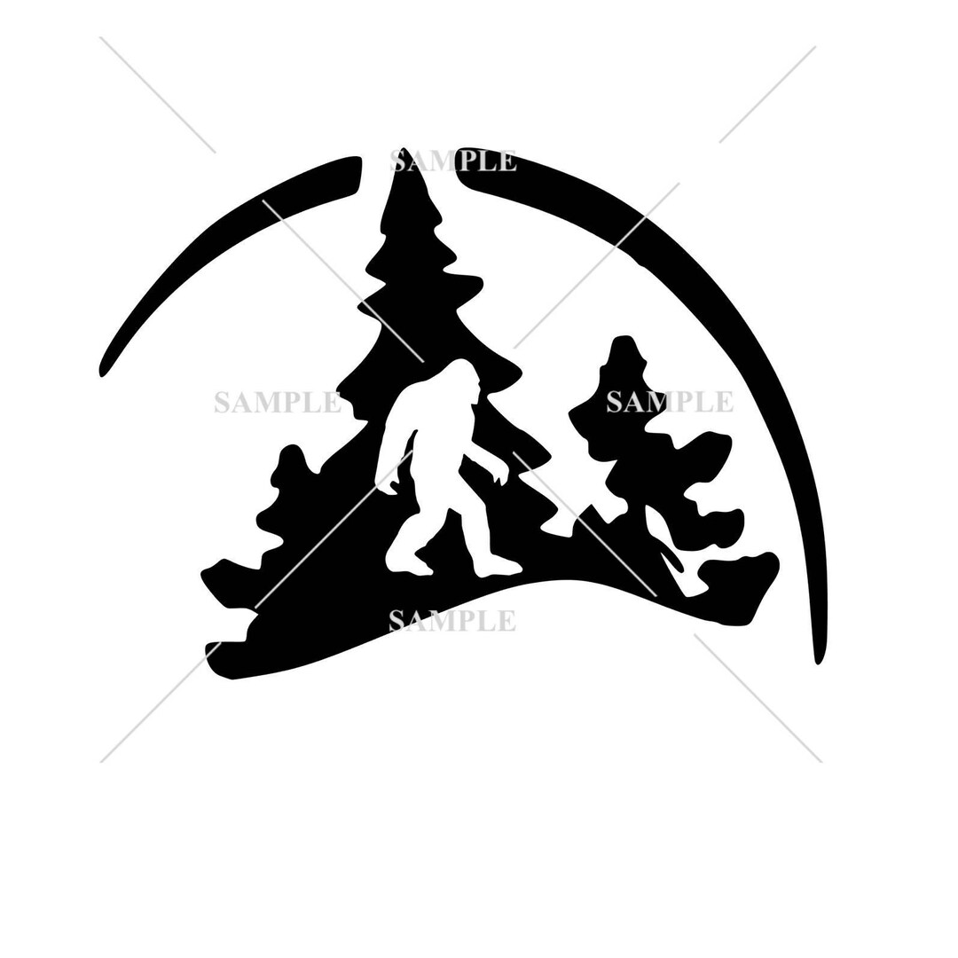 Sasquatch With Silhouette of Trees and Sun Digital SVG File - Etsy