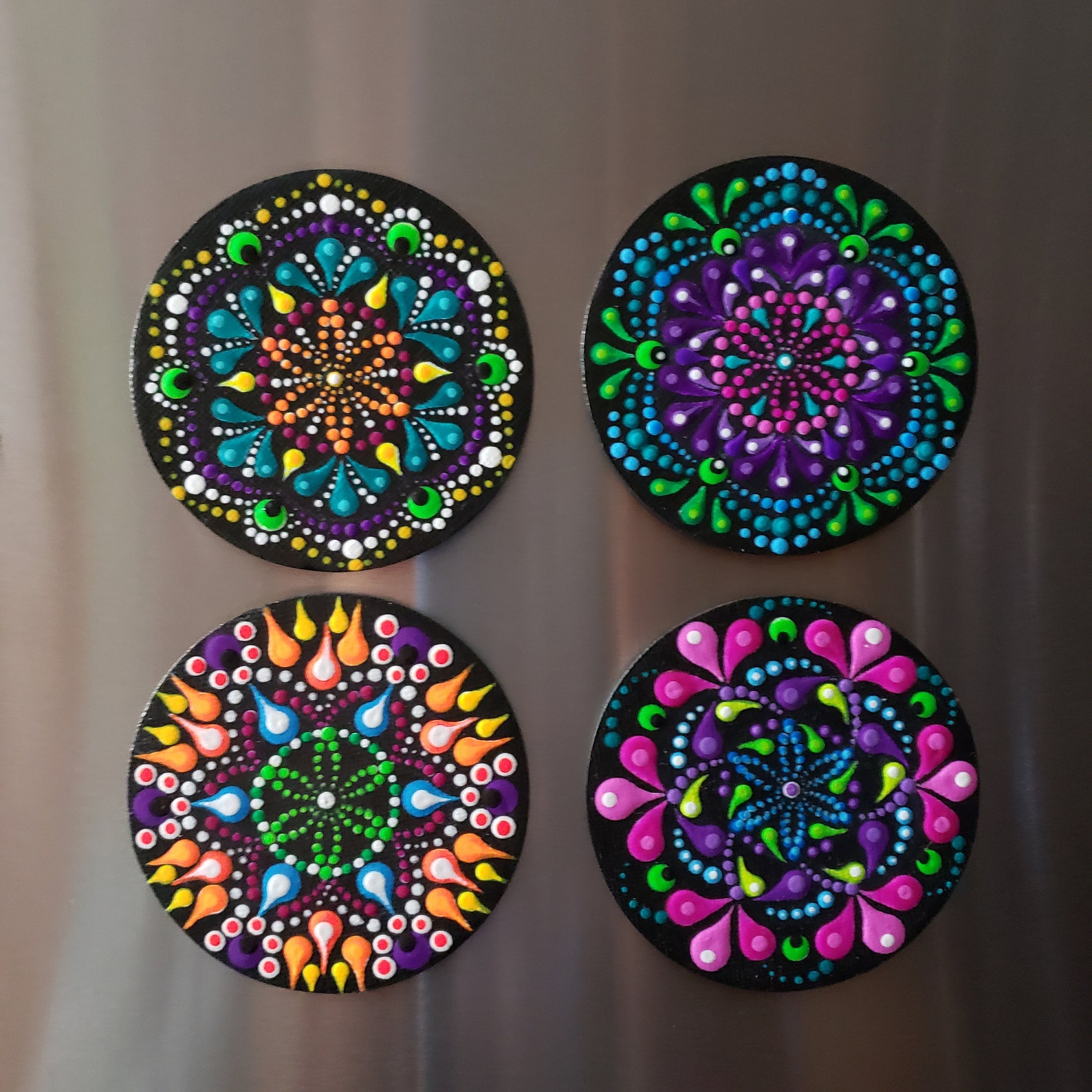 Dot Art Magnets, Psychedelic Black Light Reactive Canvas Art, Fridge ...