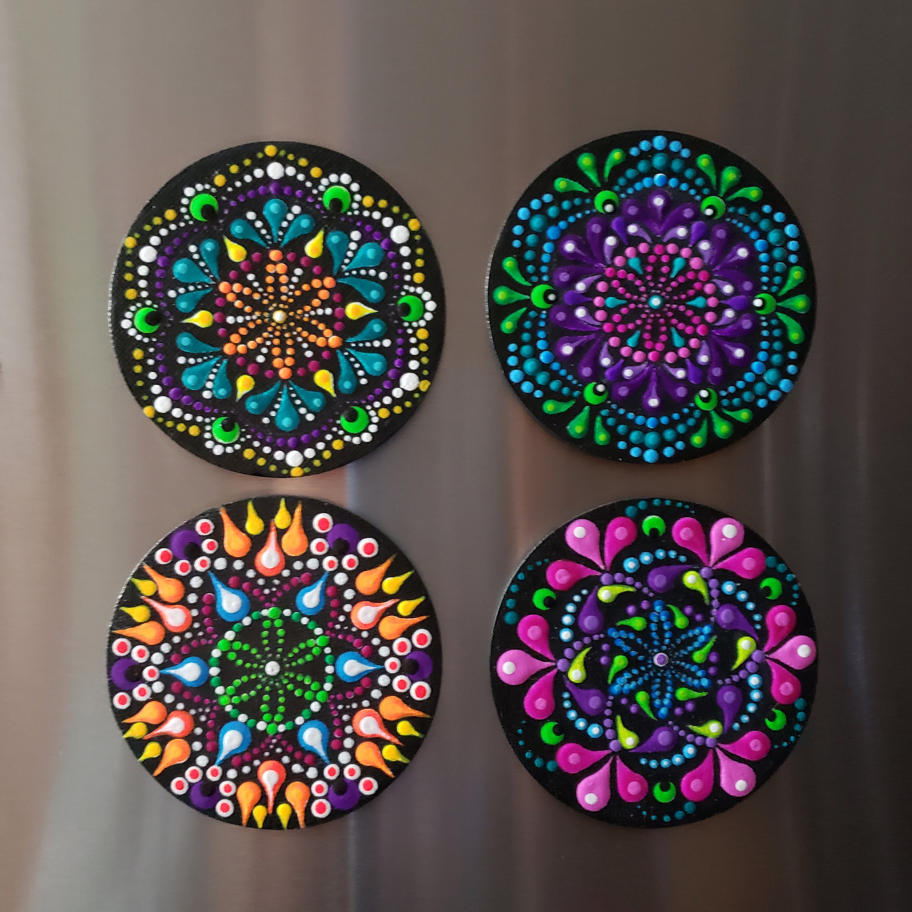 Dot Art Magnets, Psychedelic Black Light Reactive Canvas Art, Fridge ...