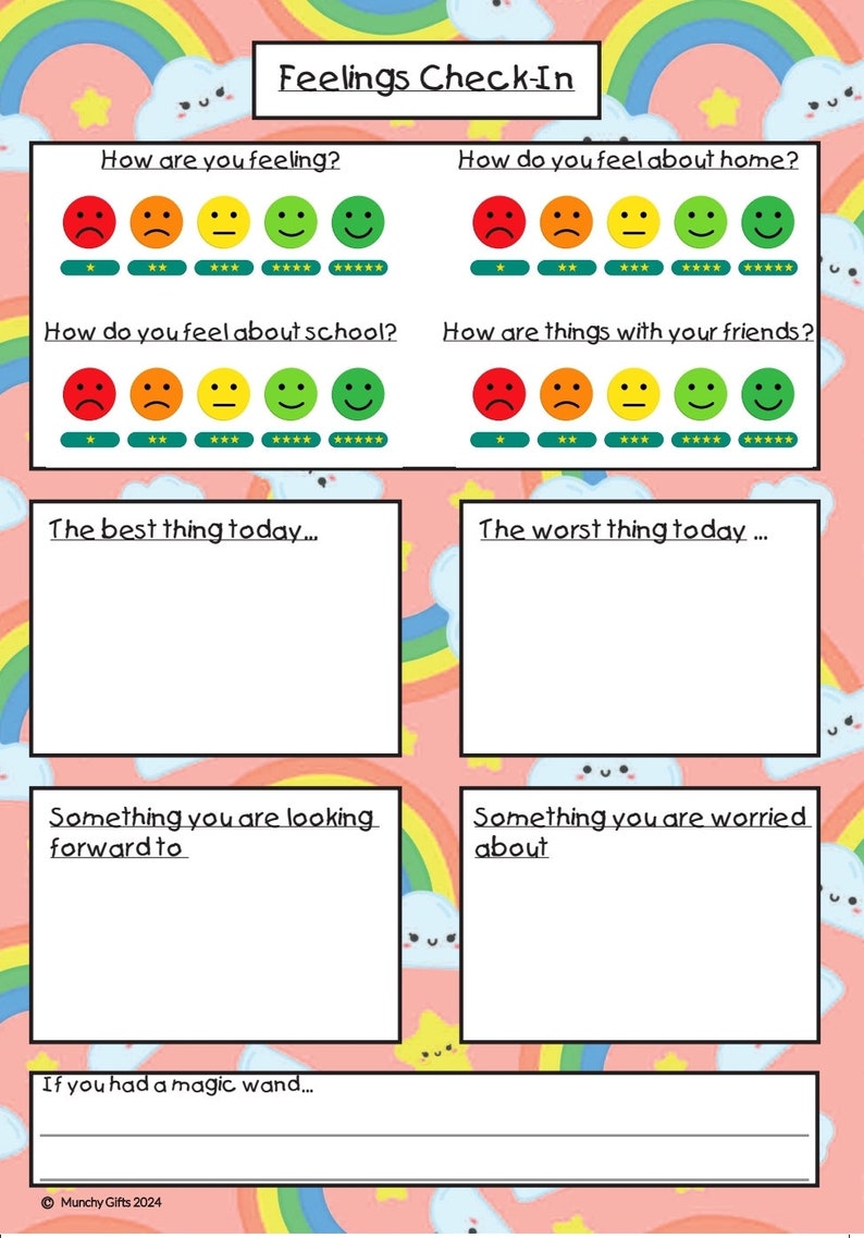 Feelings Check-in Pad: Kids' Mood Tracker, Emotional Wellbeing (A5) - Etsy