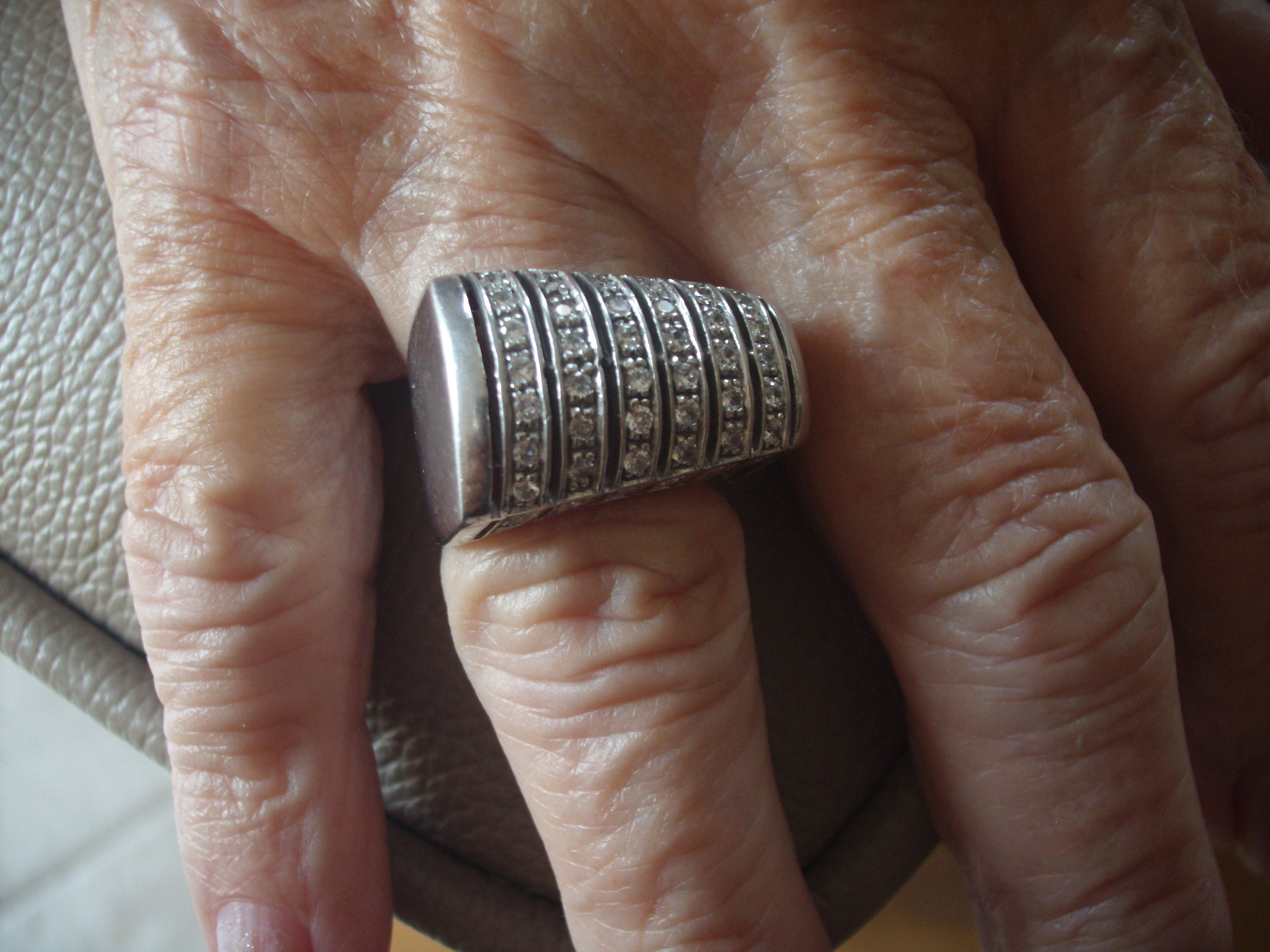 Unique Art Deco Style Cz's Incrusted Sterling Silver Unisex Ring- Size ...