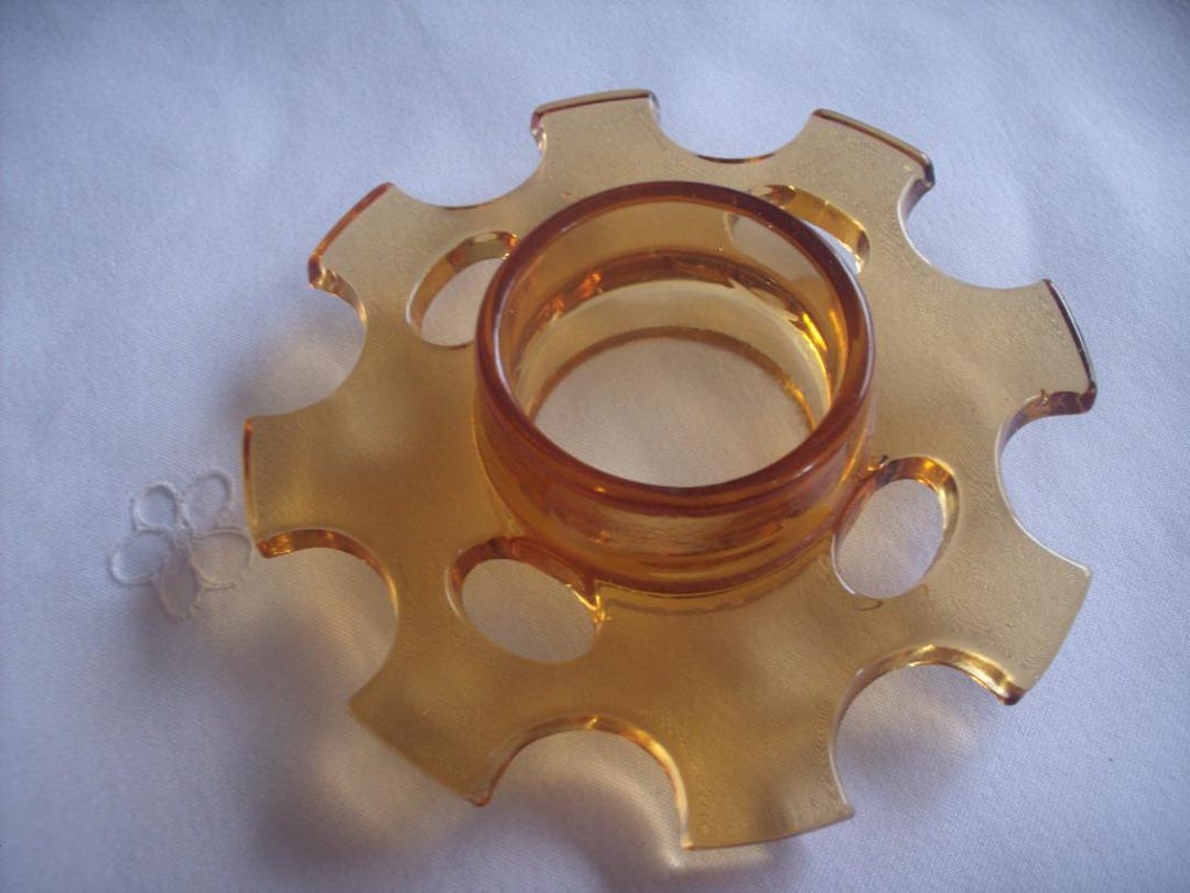Amber Glass FROG INSERT for Rose Bowl Possibly Sowerby or Bohemian - Etsy