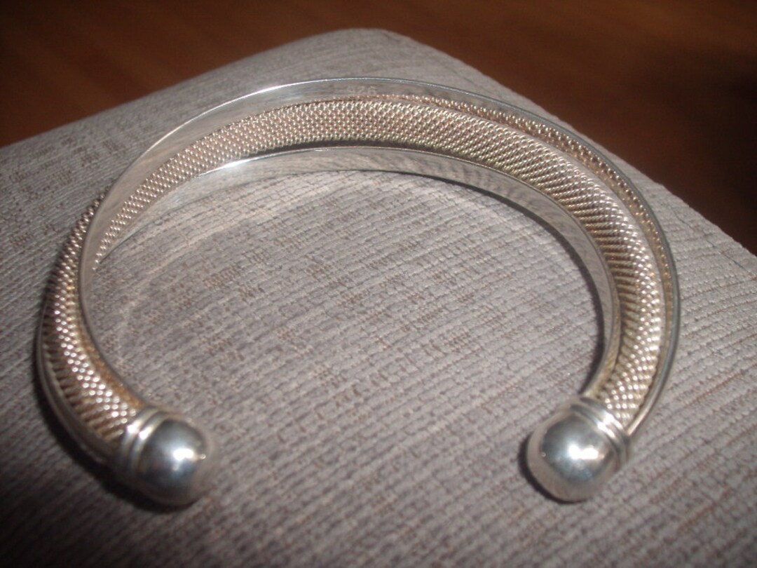 Avant Garde Sterling Silver 925 Heavy diamond Coil CUFF BRACELET - Etsy