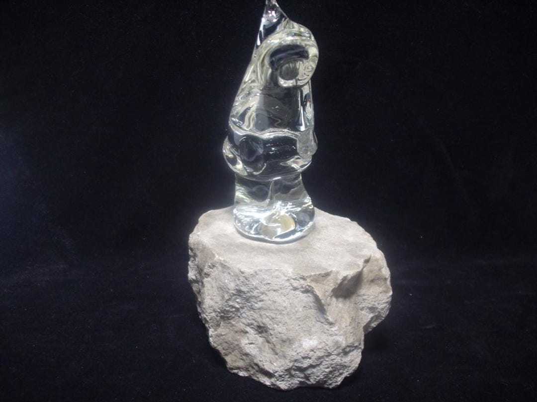 Superb Crystal Art Glass INUIT Person on a Sandstone Base Sculpture - Etsy