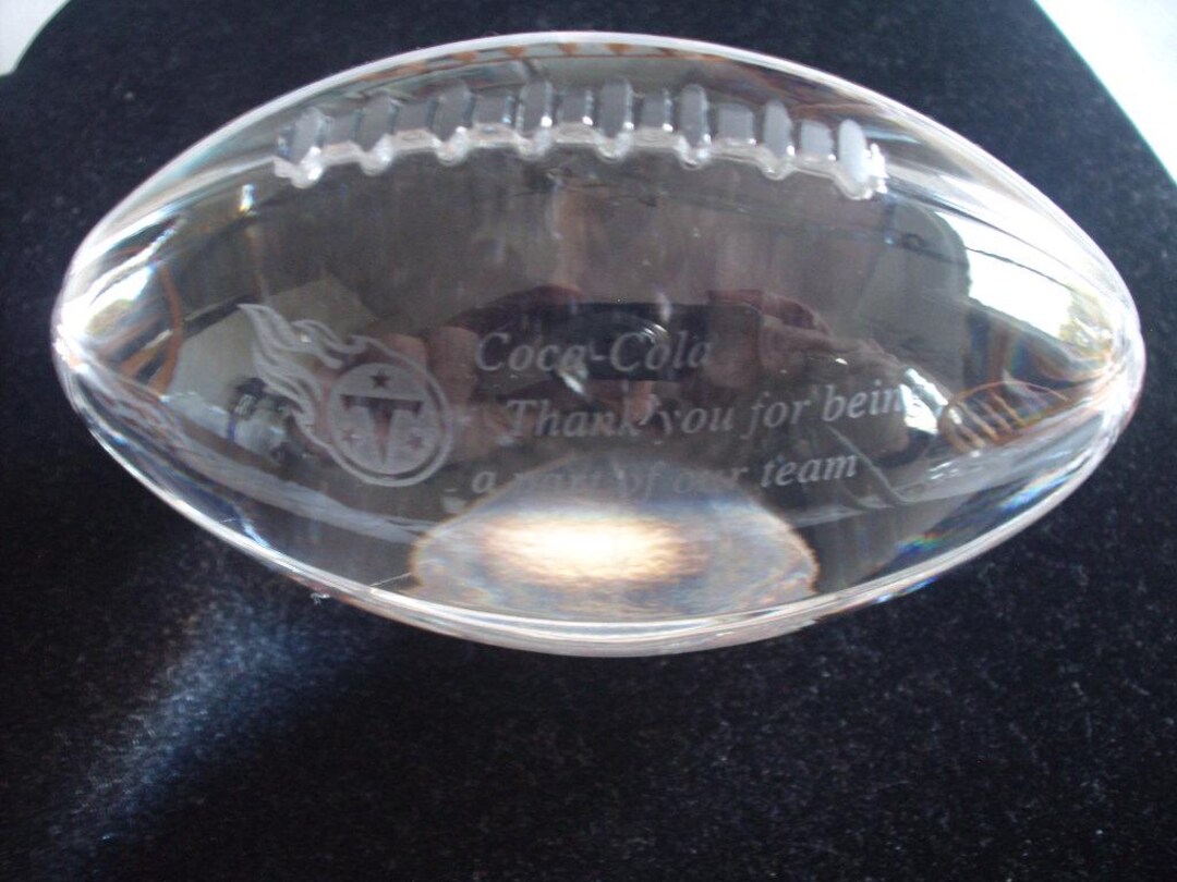 Amazing TIFFANY & CO Crystal "football" Paperweight- Coca-cola ...