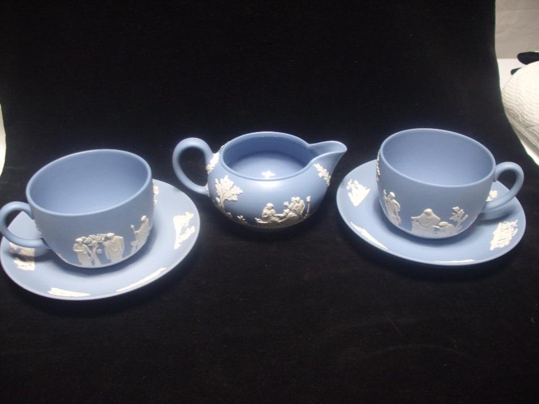 Partial TEA SET of WEDGWOOD Jasperware Pottery in Blue & White-1960s - Etsy