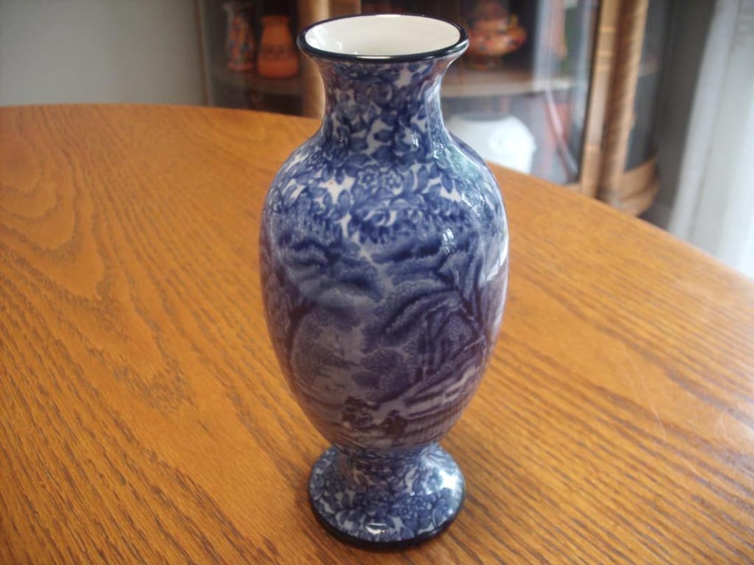 Antique "ye OLD Foley" Ware Fenton Blue & White Flower Vase - Etsy