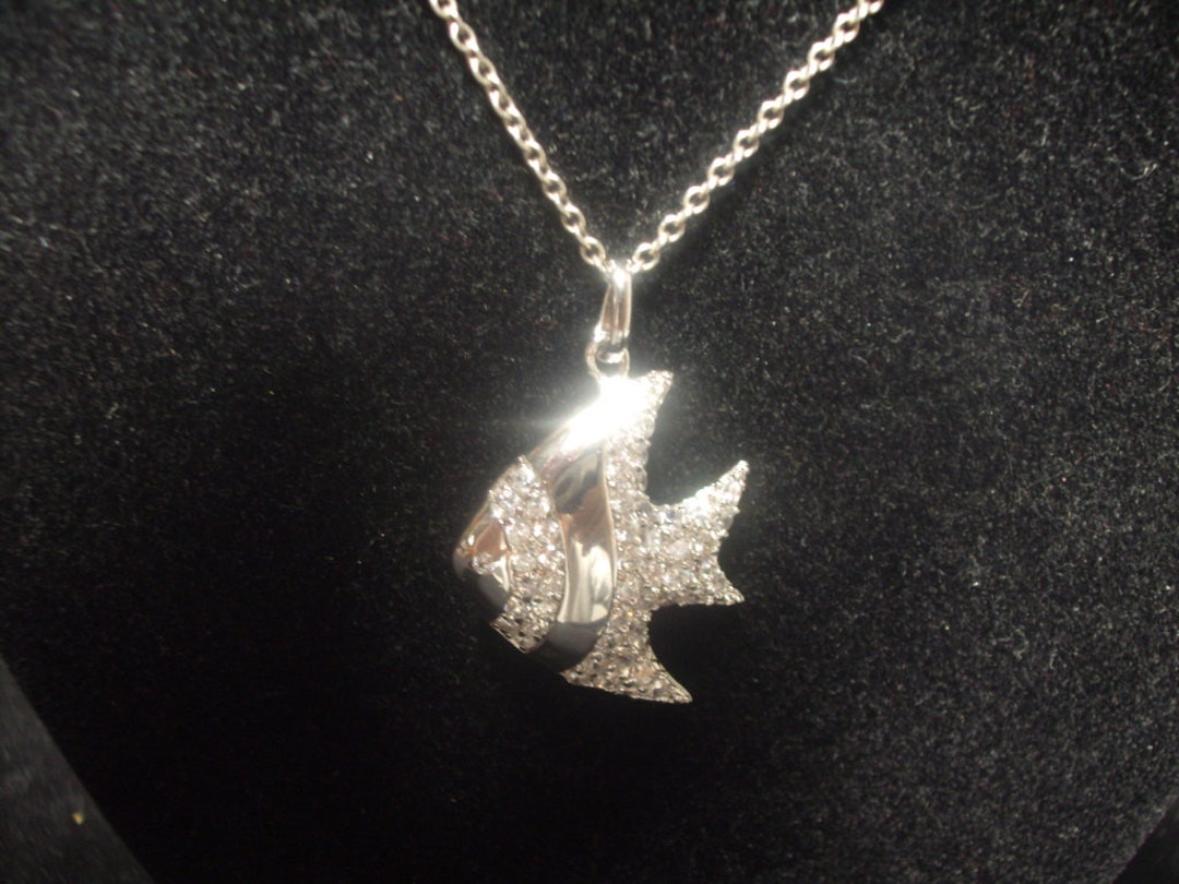 Sparkling Sterling Silver SUNFISH Rhinestones Pendant With Sterling ...