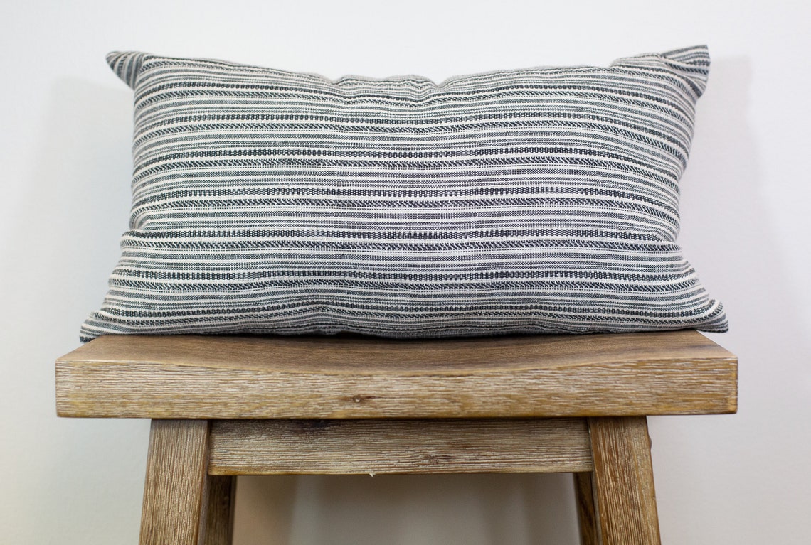 Black Stripe Lumbar Throw Pillow 18x18 20x20 12x20 Black Etsy