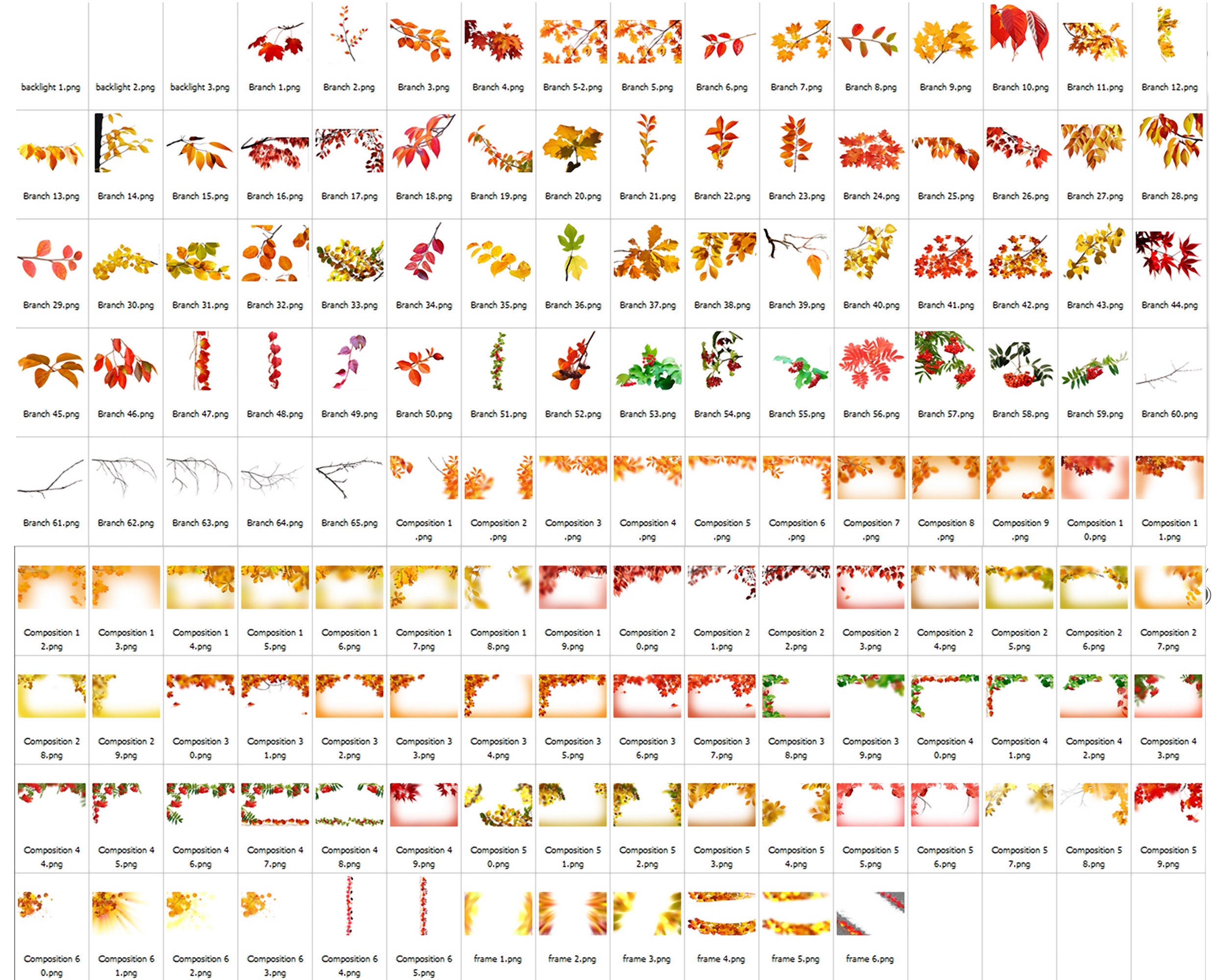 Bundle Fall Autumn Photo Overlays, Fallen Falling Leaves, Tree Branch ...