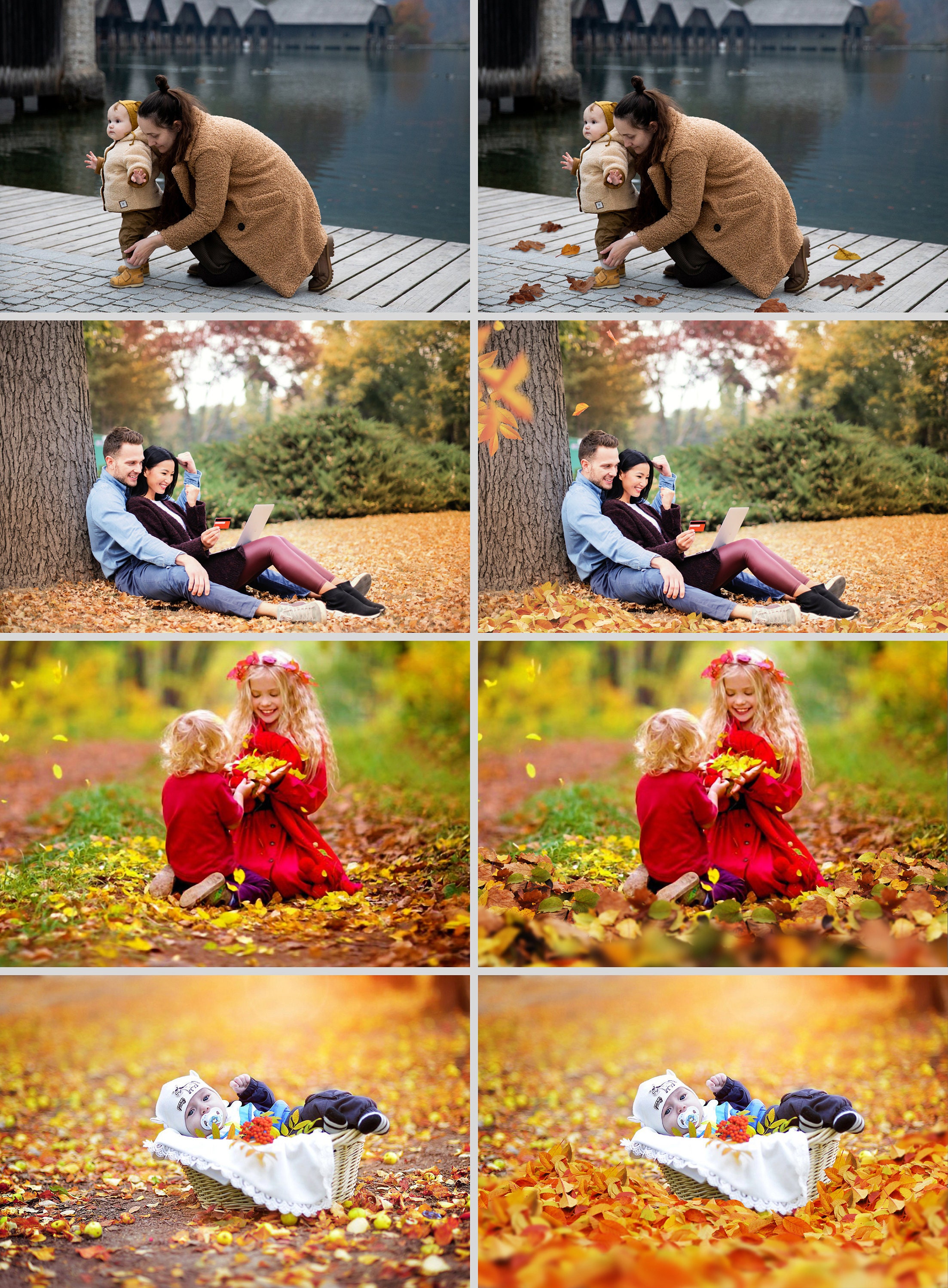 Bundle Fall Autumn Photo Overlays, Fallen Falling Leaves, Tree Branch ...