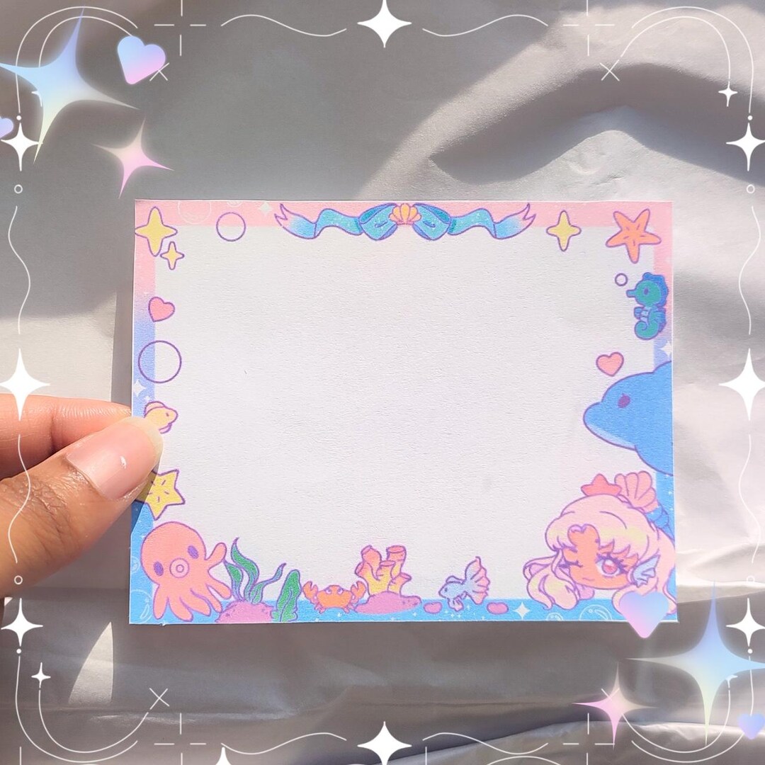 Cute Underwater Notepad, Pastel Aqua Underwater Memopad, Square Notepad ...