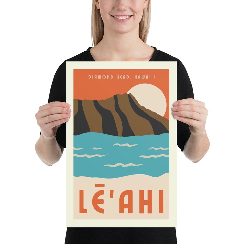 Retro Lēʻahi Diamond Head, Hawaiʻi Poster - Etsy