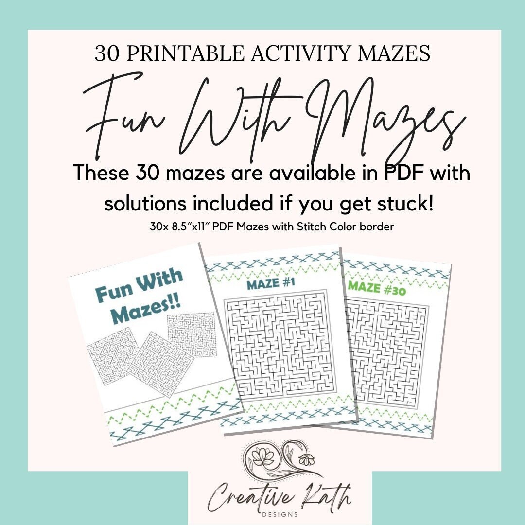 Fun With Mazes Printable - Solutions File Included! - Immediate ...