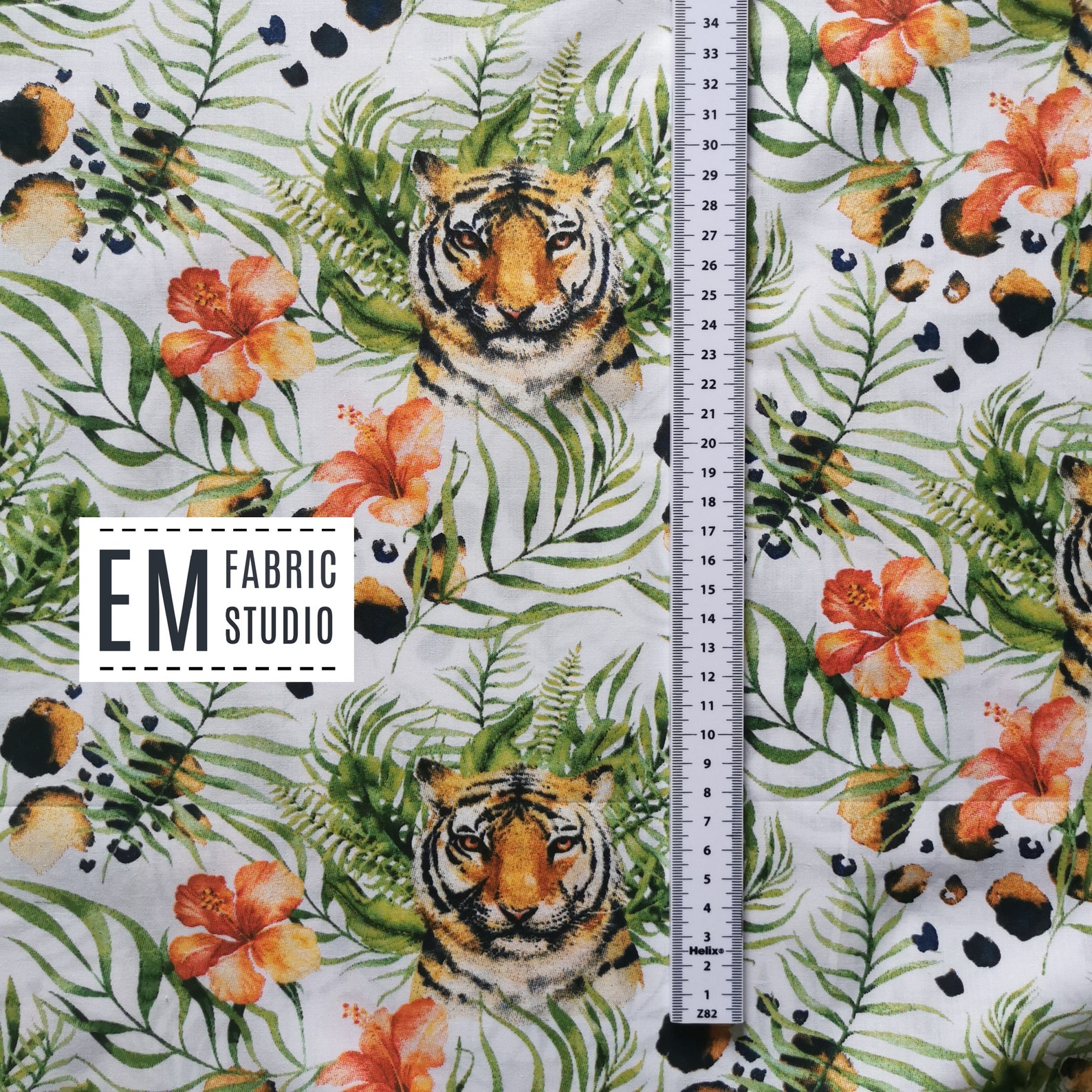 Tiger Baumwolle, Tierstoff, Dschungel Tier, Tiger Fat Quarter, OEKO-TEX ...