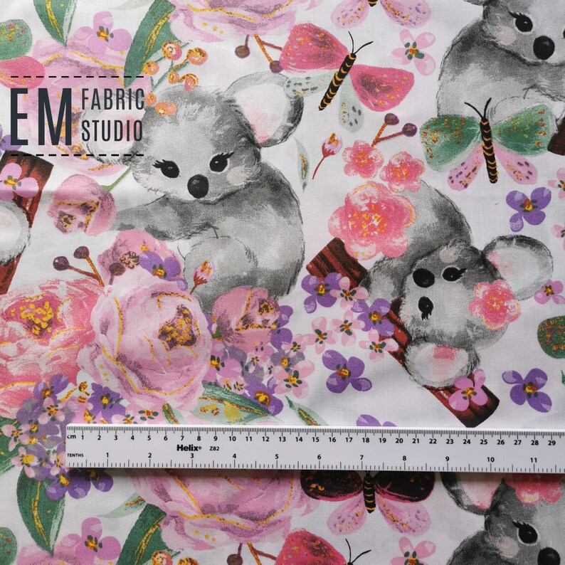 Koala Fabric, Koala With Flowers, OEKO-TEX Certificate, Koala Bear ...