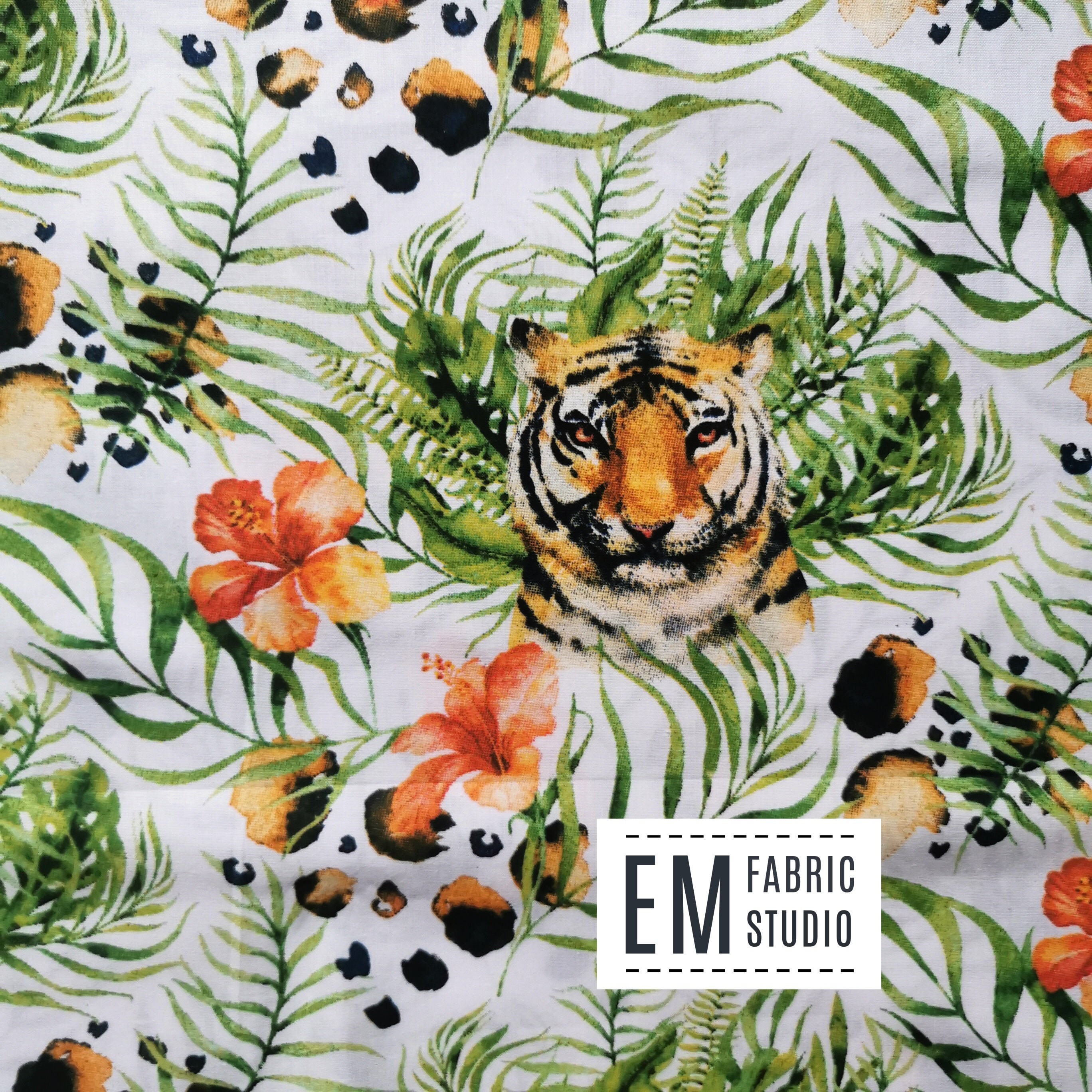 Tiger Baumwolle, Tierstoff, Dschungel Tier, Tiger Fat Quarter, OEKO-TEX ...