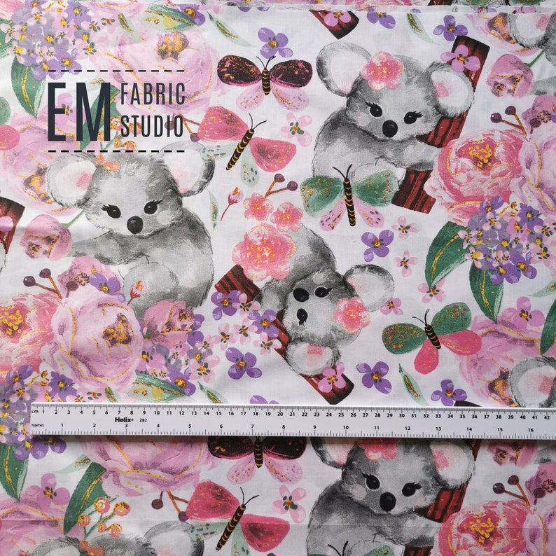 Koala Fabric, Koala With Flowers, OEKO-TEX Certificate, Koala Bear ...