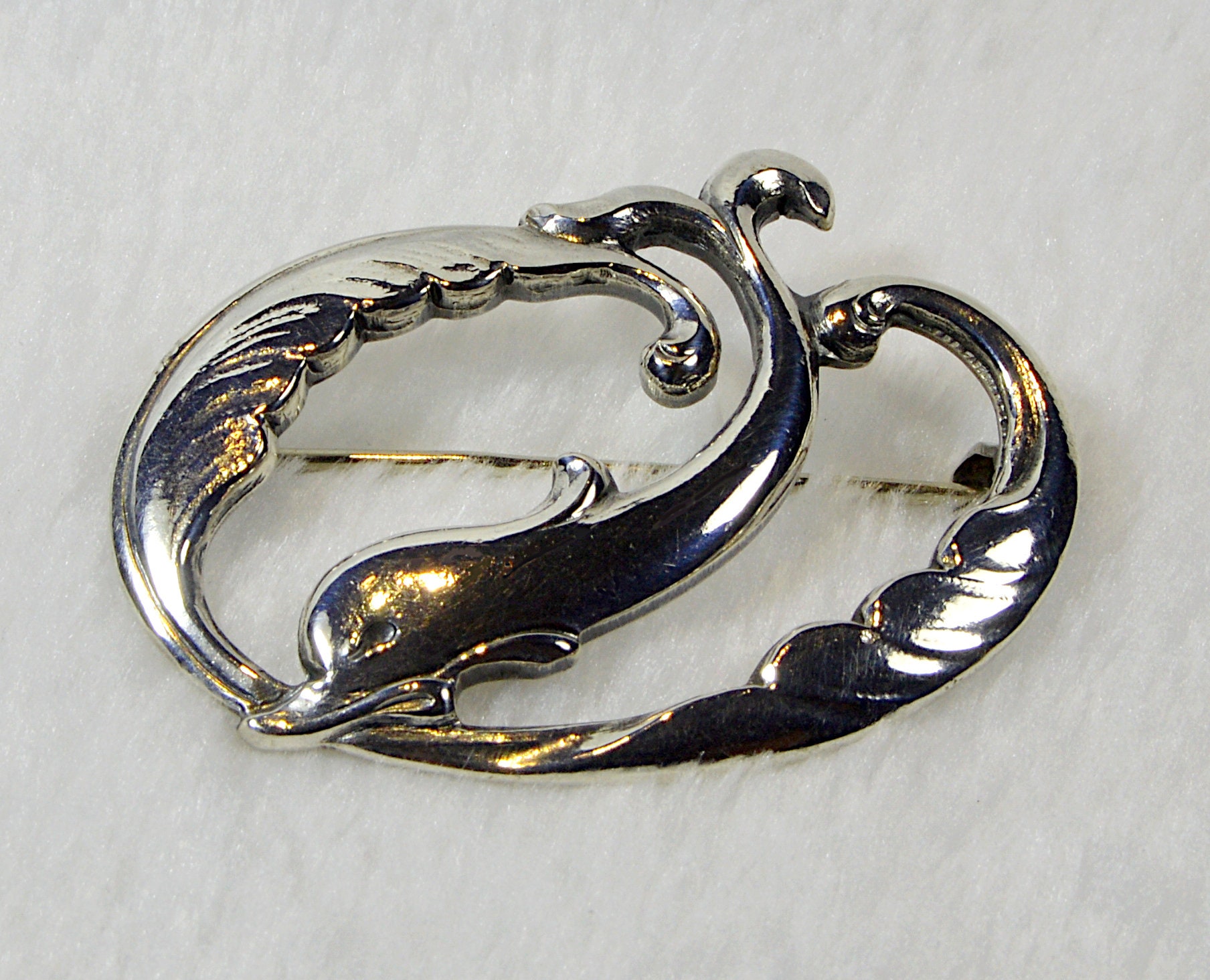 Dolphin Silver Brooch by EILER & MARLOE Denmark, Vintage Jewelry Gift ...