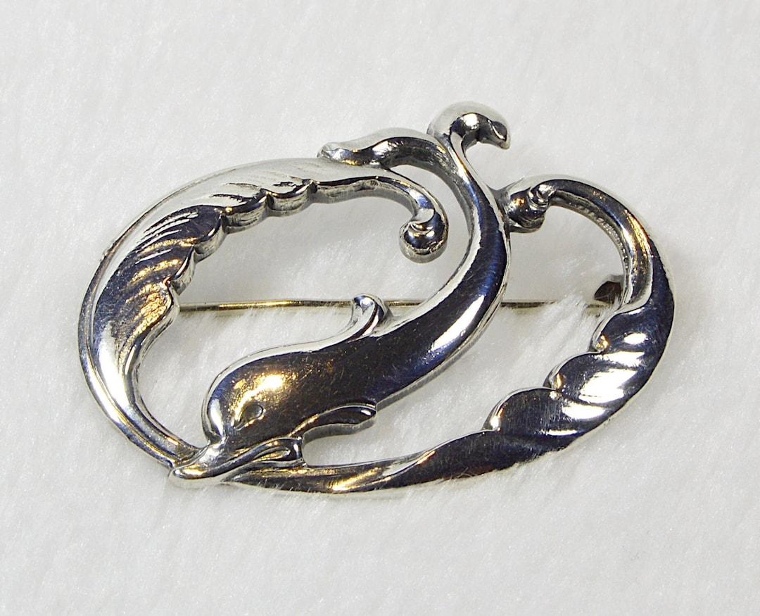 Dolphin Silver Brooch by EILER & MARLOE Denmark Vintage - Etsy