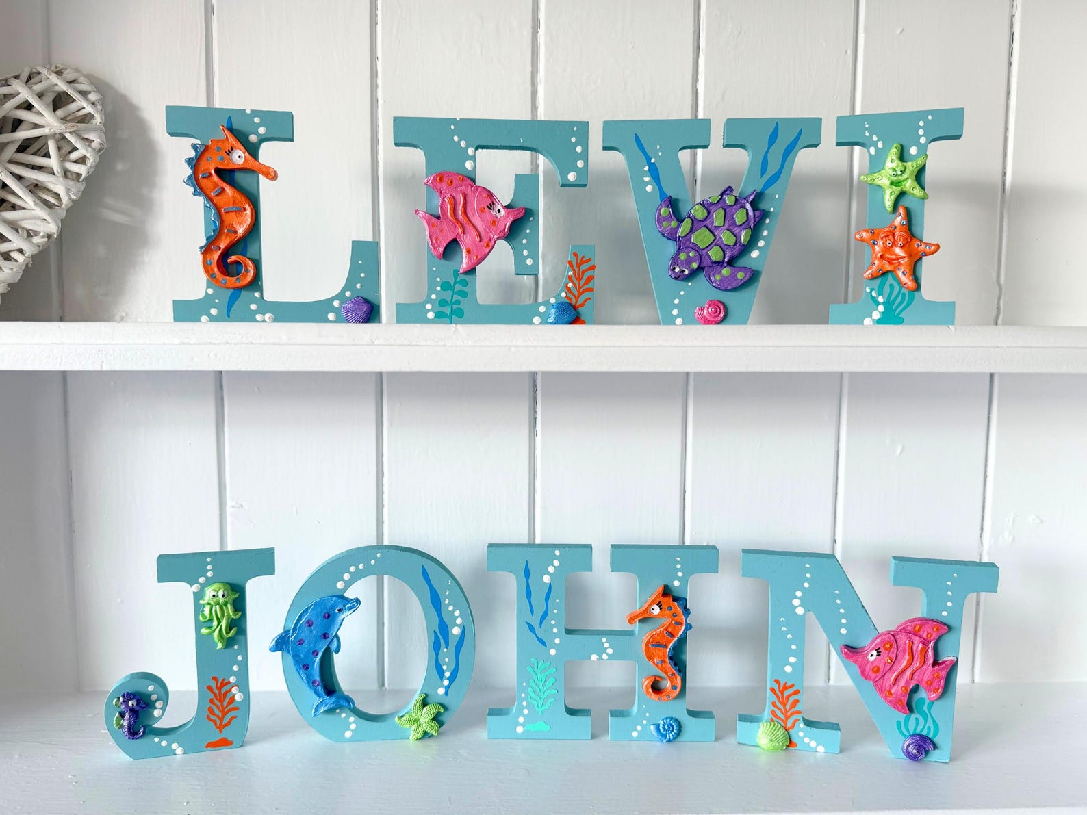 Underwater Sea Themed Wooden Letters With Clay Sea Creatures for Baby ...