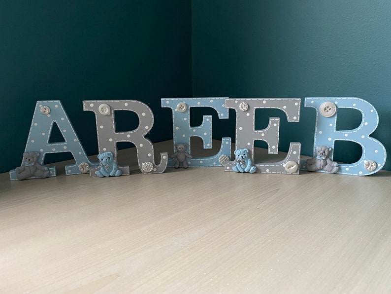 10cm Wooden Letter Teddy Bear Theme Baby Nursery / Toddler Room ...