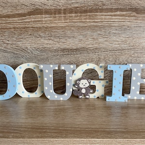 Jungle Safari Nursery Decor, Blue/grey Name Sign, Nursery Wall Art ...