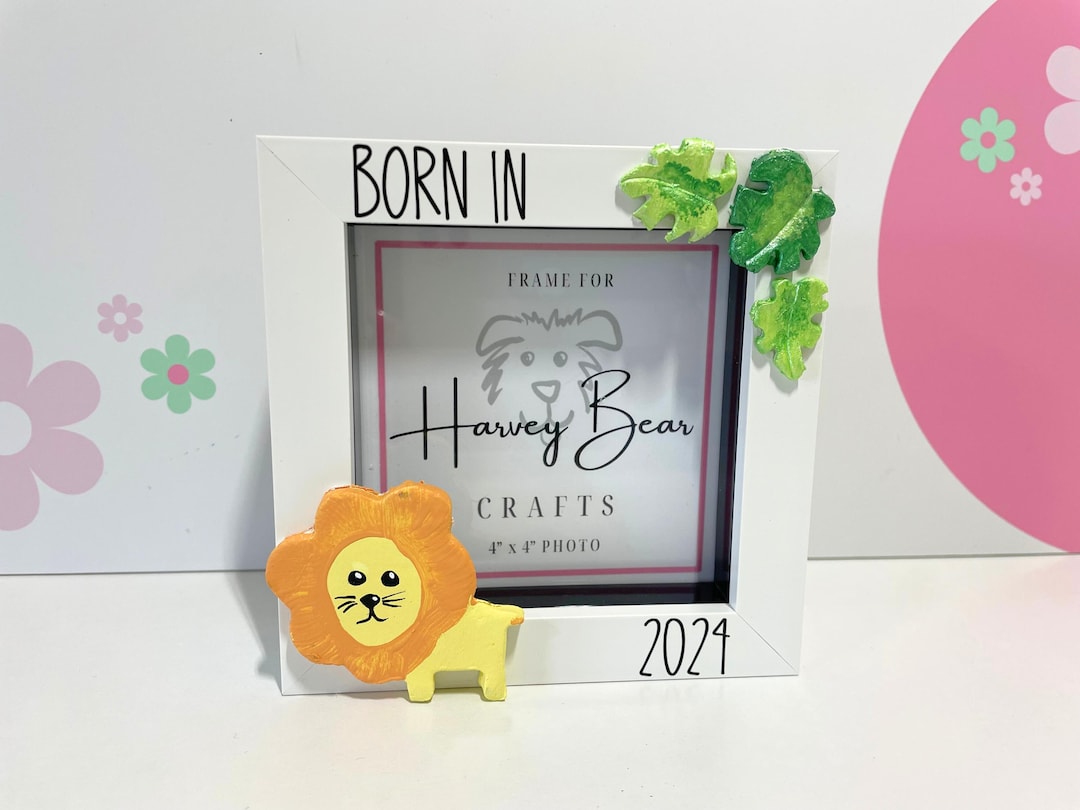 Personalised Nursery Photo Frame, Jungle Safari Theme With Baby Lion, 4 ...